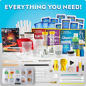NATIONAL GEOGRAPHIC Mega Science Lab - Science Kit Bundle Pack with 75 Easy Experiments, Featuring Earth Science, Chemistry, and Science Magic Activities for Kids