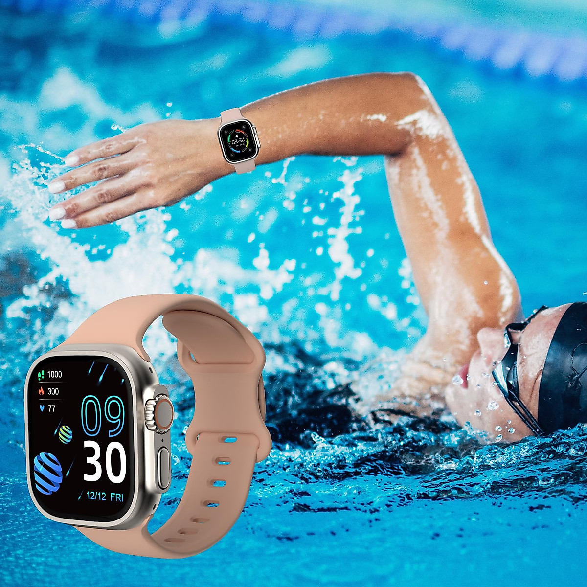 Ron json Silicone Sport Band Compatible with Apple Watch Band Ultra 2/Ultra SE Series 9/8/7/6/5/4/3/2/1 38mm 40mm 41mm 42mm 44mm 45mm 49mm Women Men