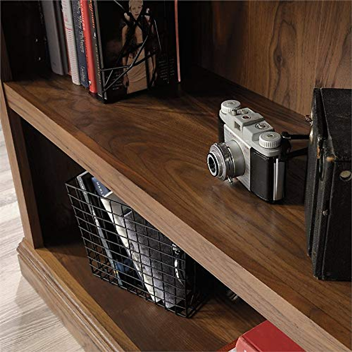 Sauder Misc Storage Contemporary 3-Shelf Wood Bookcase in Grand Walnut