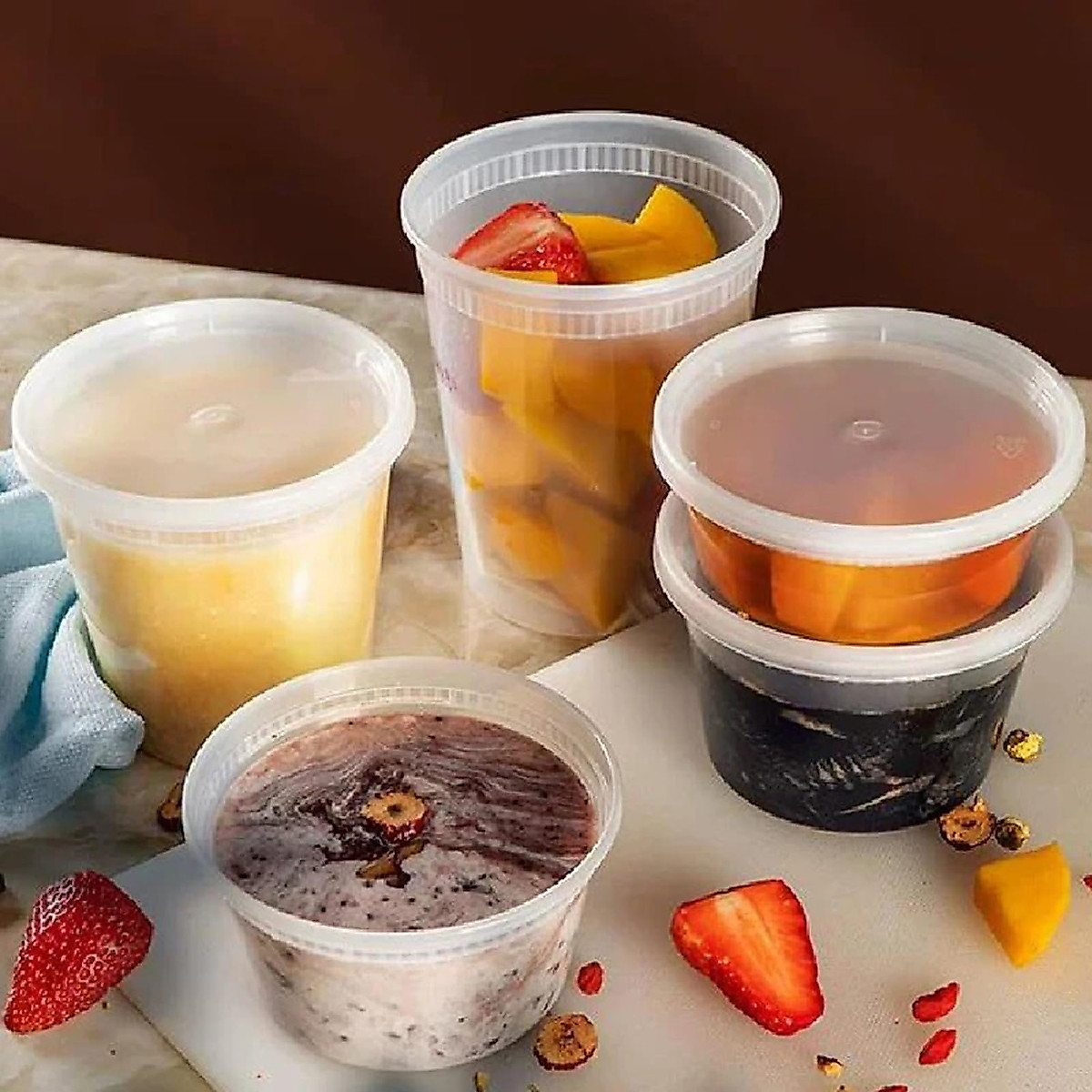 ulafbwur Deli Containers with Lids, 50-Pack Heavy-Duty Stackable Reusable Airtight Plastic Food Storage Container for Meal Prep, Freezer & Microwave Safe (50 Set Combo). L