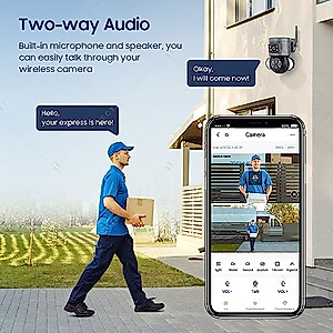 4MP Security Camera Outdoor, 10X Optical Zoom,Dual-Lens Wifi Wireless Camera,360° Pan/Tilt/Zoom Security Camera System with Motion Tracking, Two-Way Talk,Siren Alarm, Color Night Vision,Dual Screen