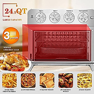 Geek Chef Air Fryer, 6 Slice 24QT Air Fryer Toaster Oven Combo, Air Fryer Oven, , Roast, Bake, Broil, Reheat, Fry Oil-Free, Extra Large Convection Countertop Oven, Accessories Included, Stainless Steel, ETL Listed, 1700W