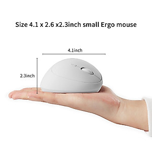 Ergonomic Wireless Vertical Mouse, Rechargeable 2.4G USB Portable Silent Optical Cordless Mouse with 6 Buttons 3 Adjustable DPI (800-1200-1600) for PC Desktop Laptop Notebook (White)