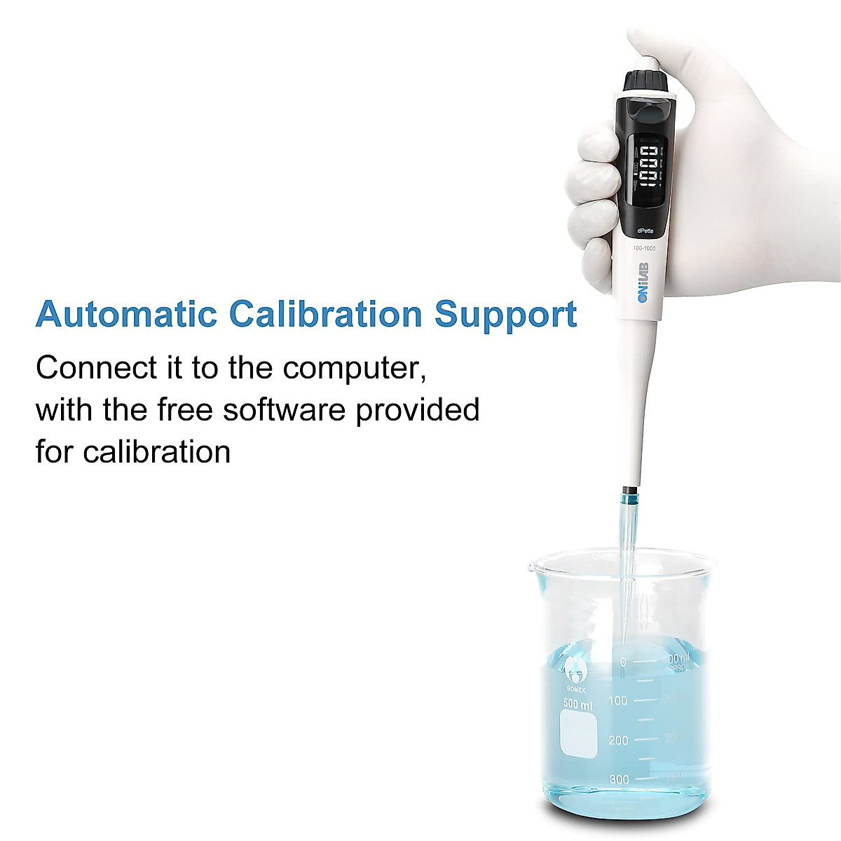 Electric Single Channel Pipette Laboratory Micropipette Adjustable Volume Pipettors 100-1000μL…