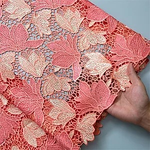 Gdsshuhung African Fabric 5 Yards French Embroidery Printed Fabric Perfect for Wedding/Party/Everyday Sewing (S38442)