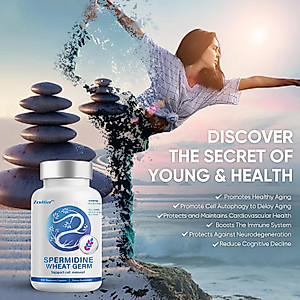 Zenlifer 120 Capsules Spermidine Wheat Germ 1500mg, Spermidine Supplements Wheat Germ Extract with Zinc for Antioxidant and Healthy Aging, Cell Renewal and Immune