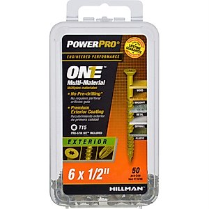 Power Pro One Exterior Screws, Flat Head, Bronze Epoxy Coated, #6 x .5-In., 50-Pk.