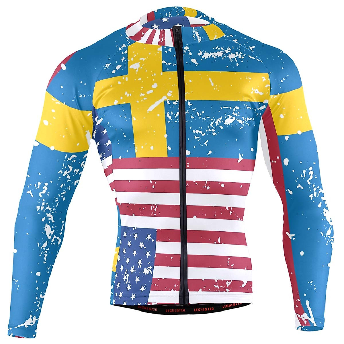 Cycling Jersey Men Long Sleeve Tops American Swedish Flag Bike Shirts Bicycle Clothes Jacket