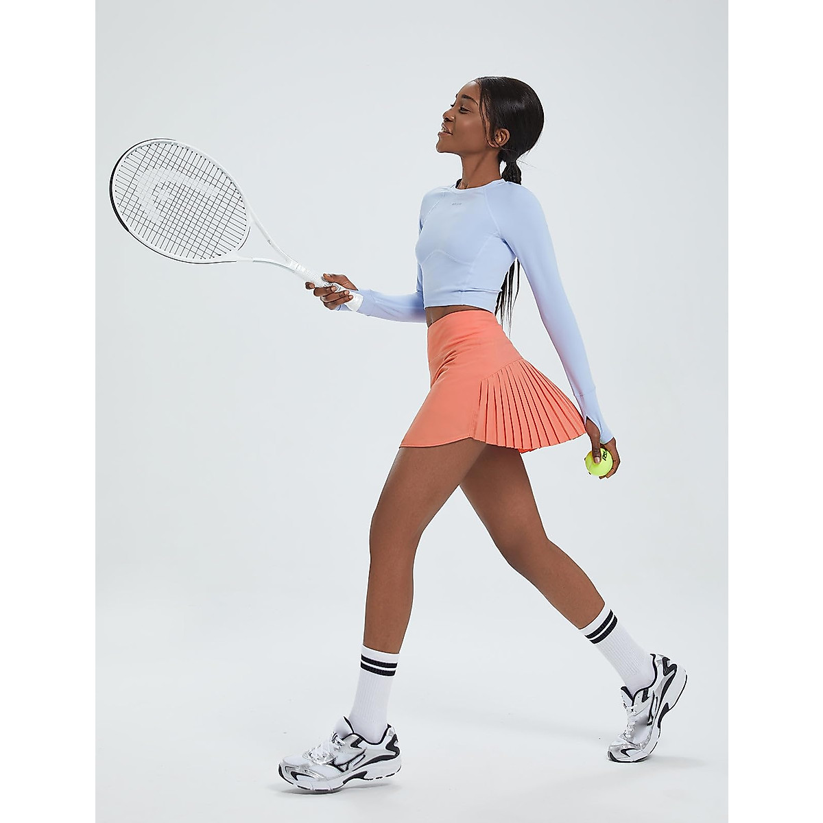 BALEAF Women's Pleated Tennis Skirts High Waisted Lightweight Athletic Golf Skorts Skirts with Shorts Pockets Scorched Red Coral Small