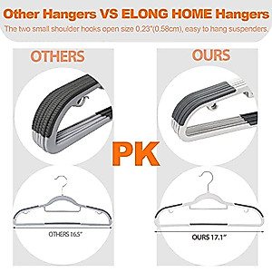 ELONG HOME Plastic Hangers 30 Pack, and 2 Pack 15" Woven Storage Basket, Hand-Knitted Baskets for Organizing