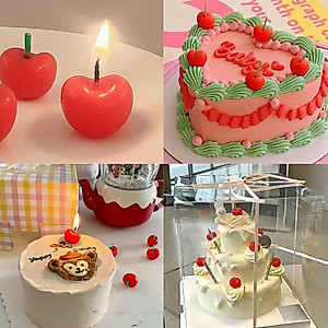 5 Pcs Cherry Shaped Birthday Candles, Cute Fruit Shaped Candles, Cherry Cake Decorations Cake Cupcake Topper for Birthday Party Wedding Supplies