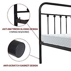 NEEBIRGELIA Black Metal Bed Frame Full Size with Headboard and Footboard Single Platform Mattress Base,Metal Tube and Iron-Art Bed（Full,Black）