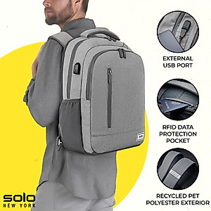 Solo Re:Define Laptop Backpack, Gray, 15.6"