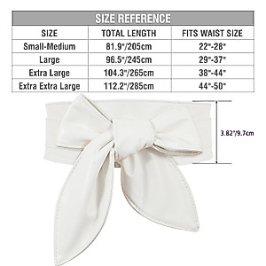WHIPPY Women Obi Belt Fashion Wrap Around Wide Waistband Knotted Belt for Dress, White, L