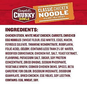Campbell's Chunky Soup, Classic Chicken Noodle Soup, 15.25 oz Microwavable Bowl (Case of 8)