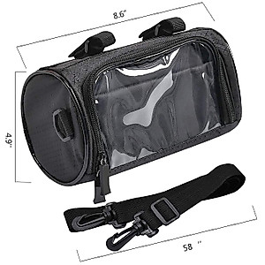 Bike Handlebar Bag, Waterproof Bicycle Front Storage Bag, Bike Phone Holder Accessories, Transparent Pouch Touch Screen with Removable Shoulder Strap for Dirt Bikes, Road Bikes, Mountain Bikes