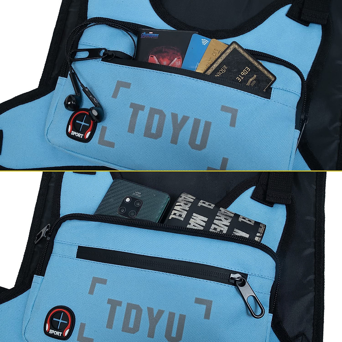 Klykon Chest Bag,Chest Rig Bag Pack Harness Reflective Utility Light Bags Fashion for Men Women Night Running Exercise Hiking Blue