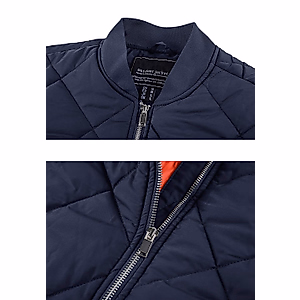 TACVASEN Men's Padded Jackets Winter Full Zipper Fleece Casual Bomber Varsity Coat Navy L
