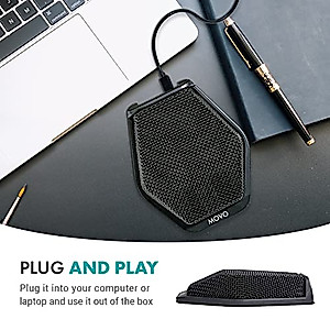 Movo MC1000 Conference USB Microphone for Computer Desktop and Laptop with 180° / 20' Long Pick up Range Compatible with Windows and Mac for Dictation, Recording, YouTube, Conference Call, Skype