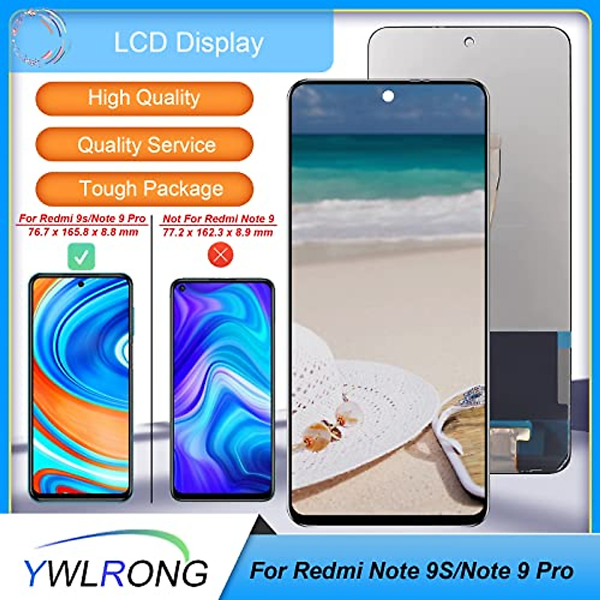 Display for Xiaomi Redmi Note 9s Screen Replacement Touch LCD Display for Xiaomi Redmi Note 9 Pro Digitizer Assembly with Tools (Black)