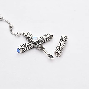 Sterling Silver .925 Solid Cruel Intention Cross Necklace Urn With Spoon