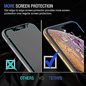 TETHYS Glass Screen Protector Designed for iPhone 11 Pro/iPhone Xs [Edge to Edge Coverage] Full Protection Durable Tempered Glass Compatible iPhone X/XS/11 Pro [Guidance Frame Include] - Pack of 3