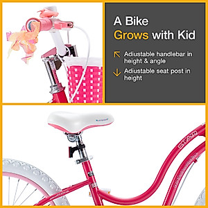 RoyalBaby Stargirl Kids Girls Bike Bicycle with Basket Kickstand 18 Inch Pink