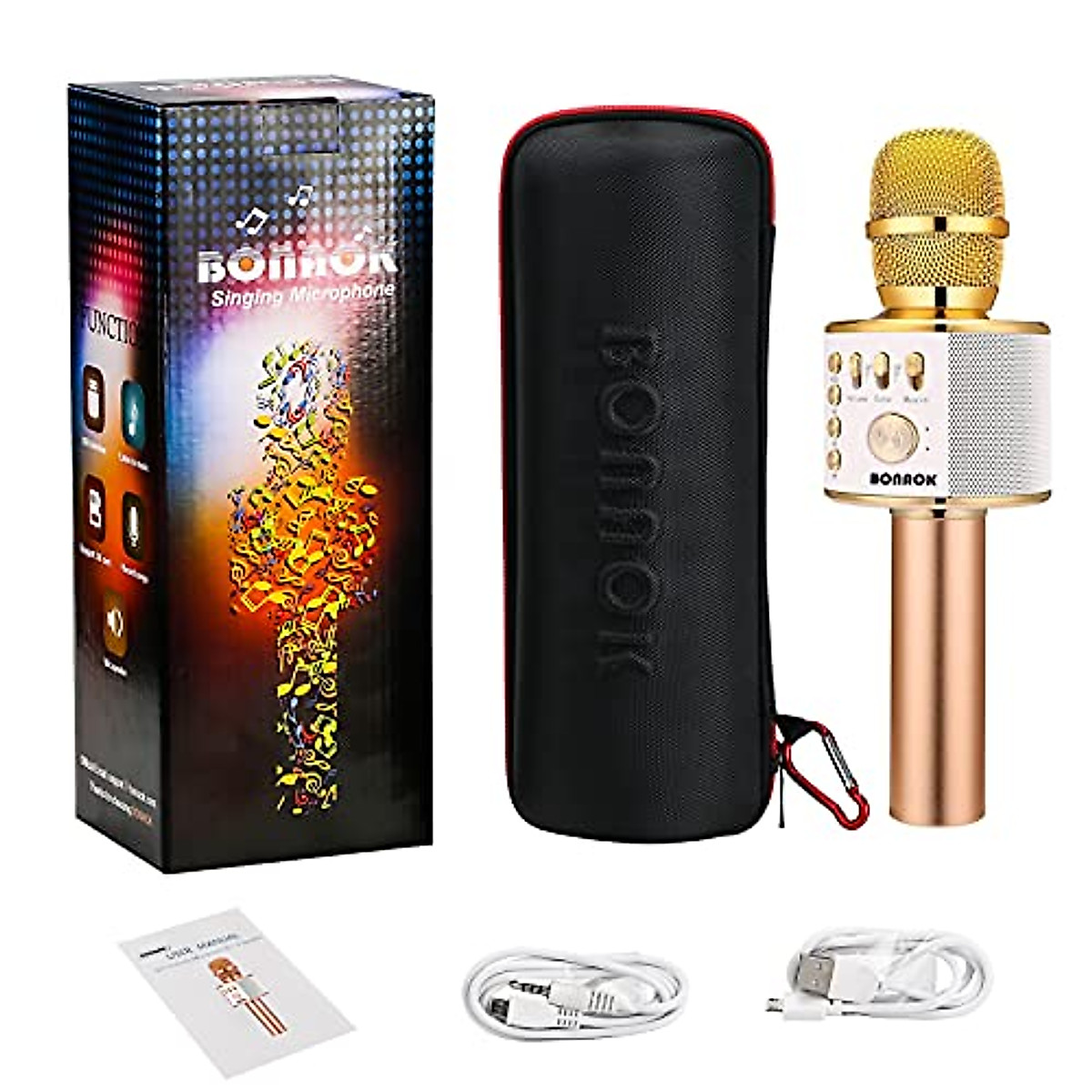 BONAOK Wireless Bluetooth Karaoke Microphone,3-in-1 Portable Handheld Karaoke Mic Speaker Machine Christmas Birthday Home Party for All Smartphone