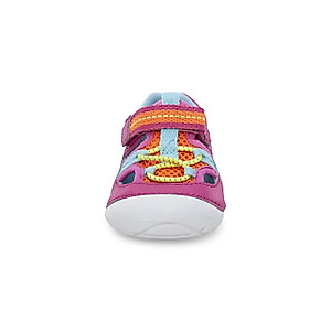 Stride Rite baby girls Soft Motion Tobias First Walker Shoe, Pink Multi, 5.5 Wide Toddler US