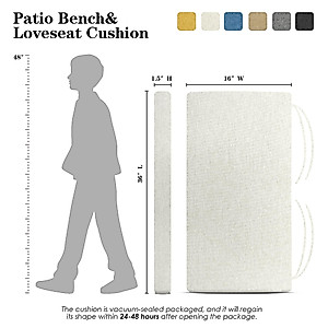 YOLOJSDI 36 Inch Classic Solid Indoor Bench Cushion, High-Density Foam Rectangle Bench Seat Cushion Pad with Non-Slip Bottom, Washable (Off White, 36x16x1.5in)