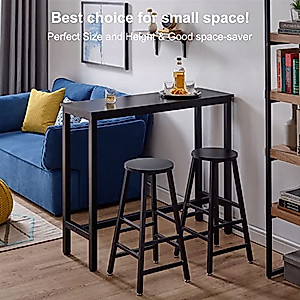 Mr IRONSTONE Bar Table, 39" Pub Table High Top Table Rectangular Bar Height Table Sofa Console Table Dining Coffee Table, for Narrow Space, Living Room, Sturdy Metal Frame, Easy to Set Up, Black