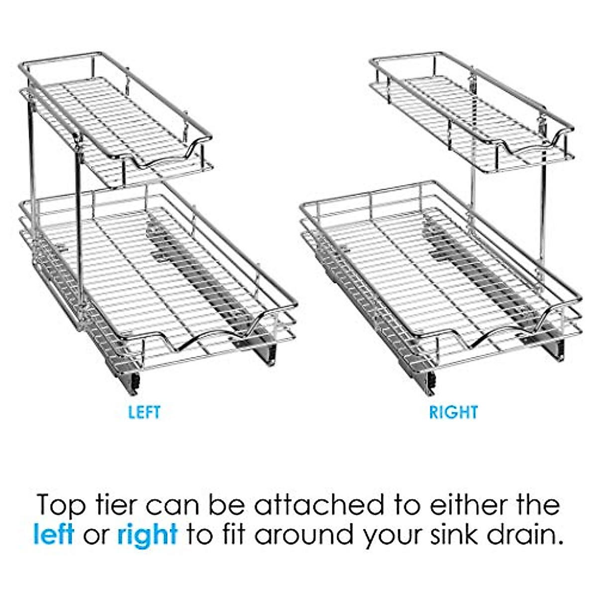Richards Under Sink Pull-Out Sliding Shelf Organizer for Kitchen Heavy Duty with 5 Year Warranty, 11.5”W x 21”D x 14.5”H, Requires at Least 12.5” W Cabinet Opening-Chrome