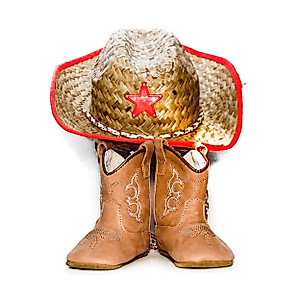 MAMTAKON Real Leather Soft Sole Cowboy Boots for Baby Infant Toddler Boys Girls Newborn Crib Prewalkers Or Special Occasion (6-12 months)