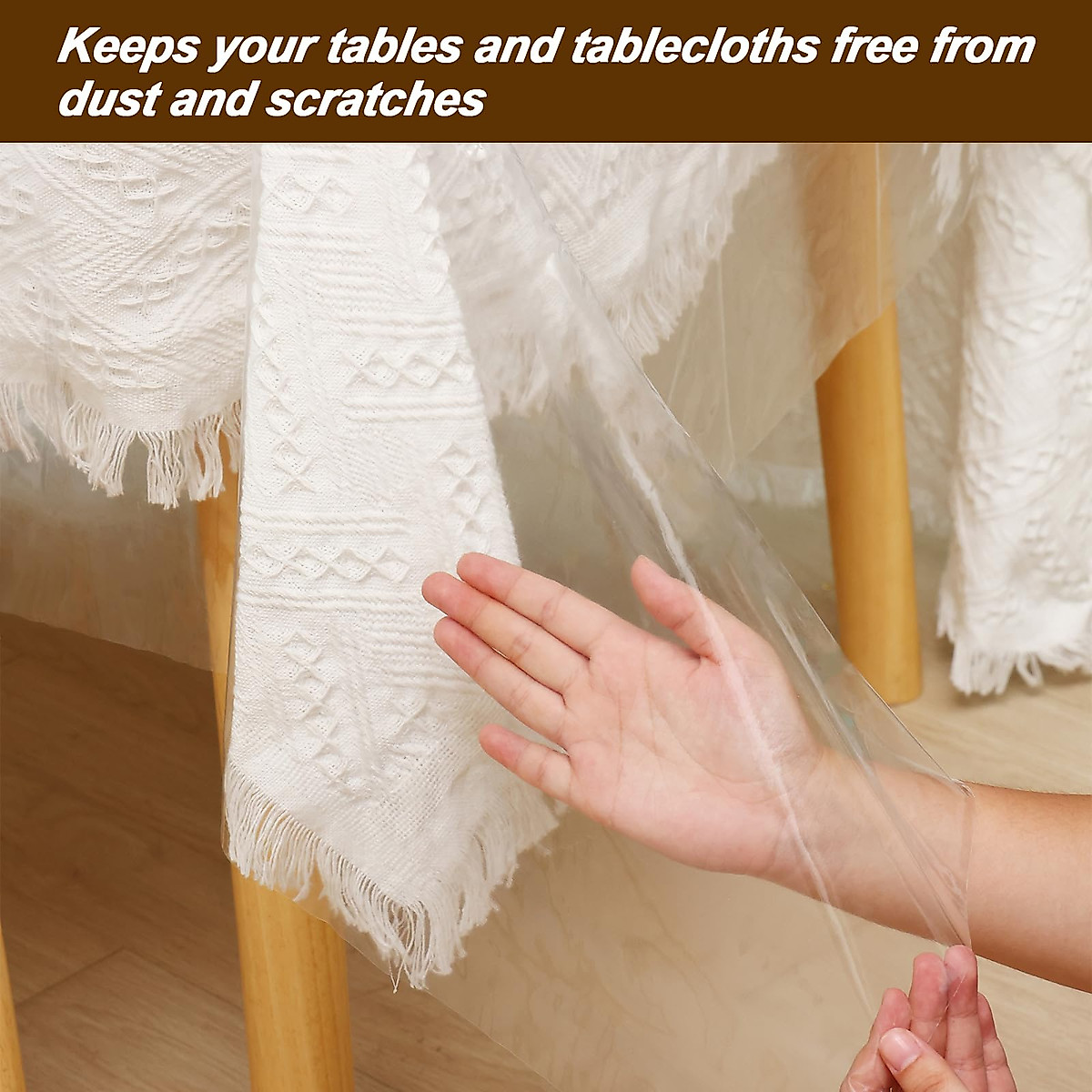 Fixwal Clear Plastic Table Cloth Protector, 60 x 108 Inch 100% Waterproof Vinyl PVC Table Cloth, Oil Spill Proof, Wipe Clean Rectangle Table Cover for Dining Table, Parties & Camping