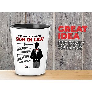 Son in Law Personalized Shot Glass 1.5 oz - For Our Wonderful - Custom Name Sarcasm Birthday Wedding Anniversary Mother in Law Daughter