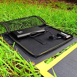 SunJack 60 Watt Foldable IP67 Waterproof ETFE Monocrystalline Solar Panel Charger with DC/USB QC3.0/ Type-C + 100W 25600mAh Power Bank for Cell Phones, Laptops, Power Stations and More