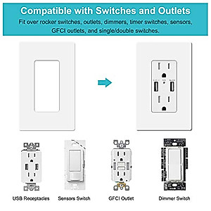 MLLIZH 10 Pack 1-Gang Screwless Wall Plate, Decora Outlet Cover Plates, 4.57” H x 2.76” L, for Light Switch, Dimmer, GFCI, USB Outlet