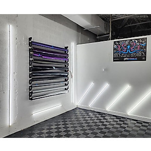 Generic 3 Roll Black Wall Mount Storage System Rack Kit for Car Vinyl & Tint- Large Sign & Banner Material Holder, Fabric Spool Convenient Craft Stand (With 68"" Poles, Black Powder Coating)