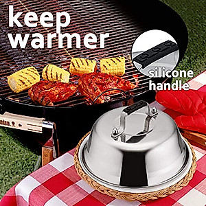 Melting Dome Lid Set of 4, Leonyo 9" Professional Stainless Steel Griddle Accessories, Durable Basting Steaming Cover for Teppanyaki Flat Top Griddle Grill, Rivets Handle, Hamburger Bacon Cheese Steak