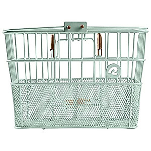 Retrospec Apollo Detachable Front Bike Basket Steel Half-Mesh with Integrated Detachable Hooks and Built-in Handle, Easy Assembly and Portability for Bicycles