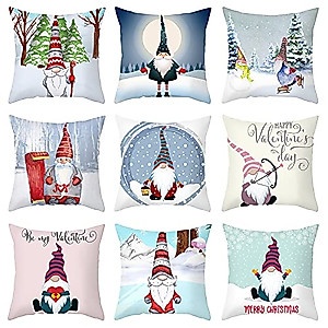 Scceatti Christmas Throw Pillow Covers 18x18 in Short Plush Fluffy Square Farmhouse Pillow Cover with Zipper Gnomes Trendy Theme New Pillowcases Protector for Couch Bed Living Room Decorations Gifts