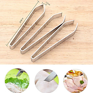 3 Pcs Fish Bone Tweezer Food Tweezers for Hair Removing Stainless Steel Tweezer Fish Bone Clip for Restaurant Slant Tweezer for Bone Removing
