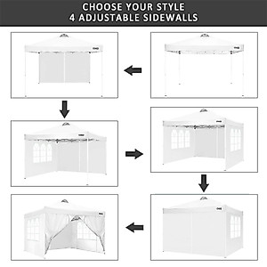 COBIZI Canopy 10'x10' Ez Up Canopy Waterproof Pop up Tent with 4 Removable Sidewalls, Commercial Instant Canopy with Air Vent, 4 Weight Bags, Carry Bag(10x10ft with 4 Sides & 4 Sandbags, White)