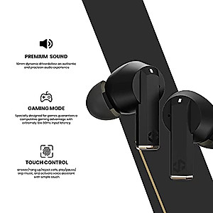 dyplay True Wireless Earbuds with Mic,Active Noise Cancelling Bluetooth 5.0 in-Ear Headphones with Premium Stereo Sound,Touch Control and Wireless Charge,Type C 10min Fast Charge 2H Playtime