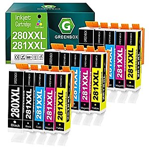 GREENBOX Compatible Ink Cartridge Replacement for Canon 280 281 PGI-280XXL CLI-281XXL for Canon PIXMA TR7520 TR8520 TS9120 TS6120 TS6220 TS8120 TS8220 TS9520 TS9521 Printer (15 Pack)
