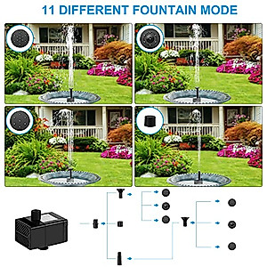 LEDBOKLI Solar Water Fountain Pump with Solar Panel and USB Powered, Solar Water Fountain Pond Pump Kit, Solar Powered Fountain USB Water Pump Solar Submersible Pump for Bird Bath Garden Backyard Pool