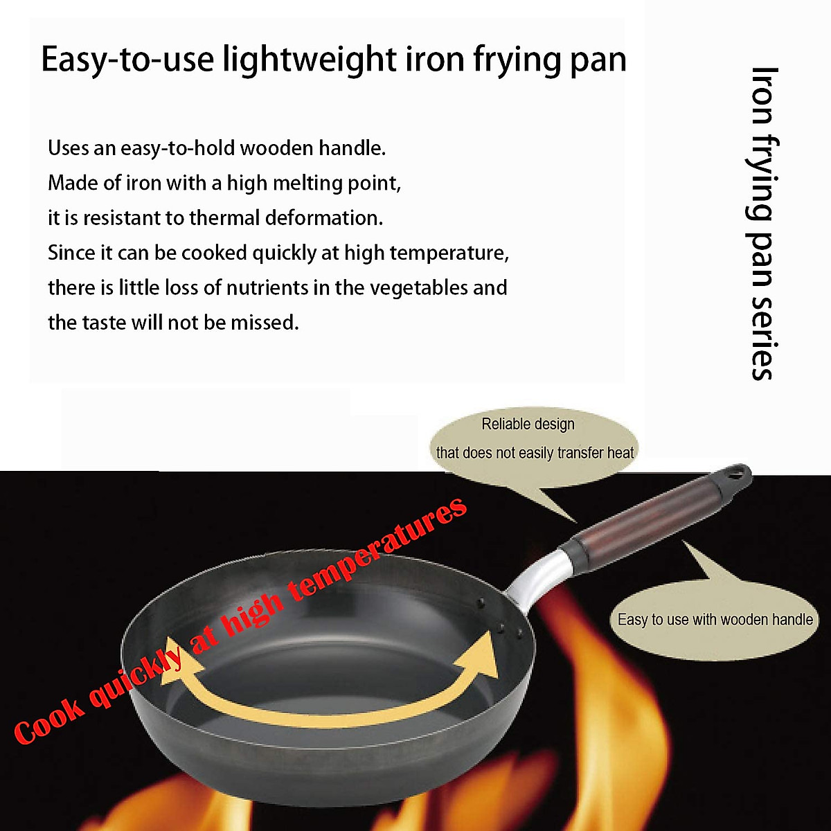 HOKURIKUALUMI Frying Pans Nonstick Iron Egg Pan Skillet Cookware Japanese Pans for Cooking Easy to Clean with Natural Wood Handle Made in Japan (Color: Black, 10 inches)