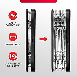 KeySmart Pro- Compact Smart Trackable Key Holder w LED Flashlight & Tile Bluetooth Key Finder Technology, EDC Key Organizer, Other Mini Tools & Accessories for Men, Husband & Dad