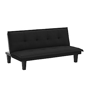 YUNLife&Home Loveseat Sofa,Modern Decor Accent Futon Love Seat Bed for Living Room Bedroom Napping,Tufted Upholstered Small Recliner Couch Furniture,Solid and Easy to Install, Fabric Black 63.8" w