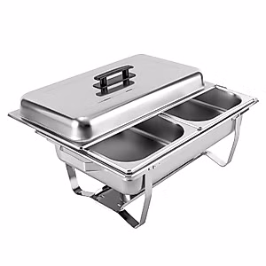 LOYALHEARTDY Chafing Dish Buffet Set, 9.51 Qt Chafer Complete Set Food Warmer Pan with Foldable Frame Water Trays Food Pan Fuel Holder and Lid Buffet Servers and Warmers for Parties, Wedding, Events